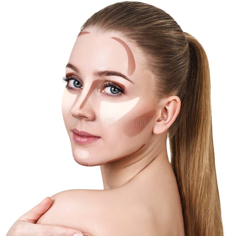 Professional Contouring Face Make-up Sample. Stock Photo - Image of ...
