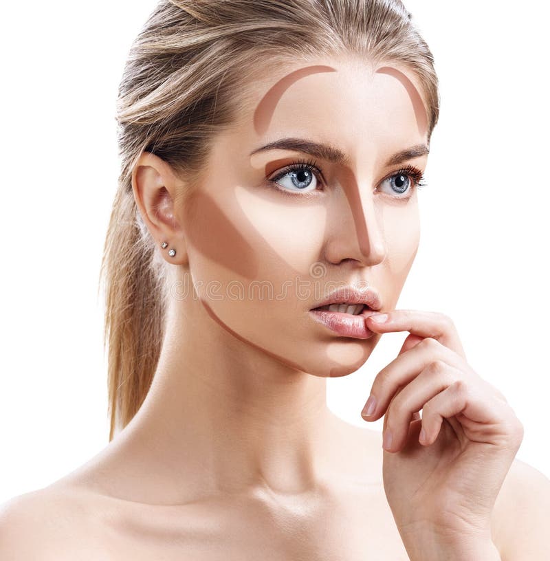 Professional Contouring Face Make-up Sample. Stock Image - Image of ...