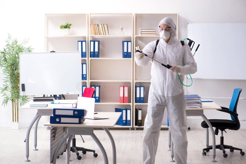 The Professional Contractor Doing Pest Control at Office Stock Image ...