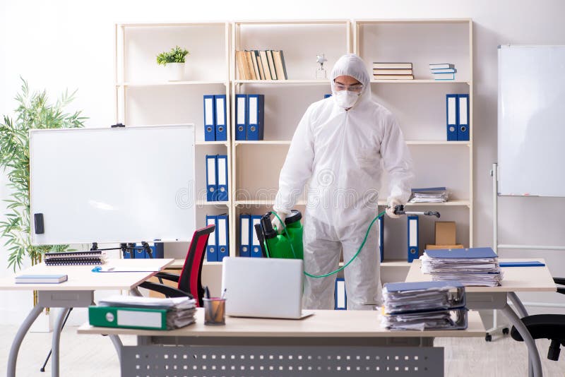 Professional Contractor Doing Pest Control at Office Stock Image ...