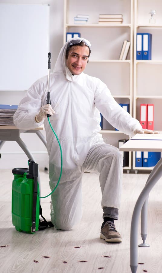 The Professional Contractor Doing Pest Control at Office Stock Image ...