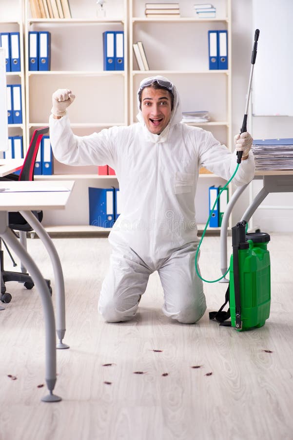 The Professional Contractor Doing Pest Control at Office Stock Image ...