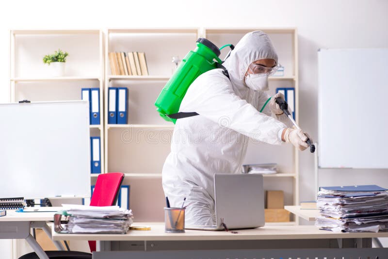 The Professional Contractor Doing Pest Control at Office Stock Image ...