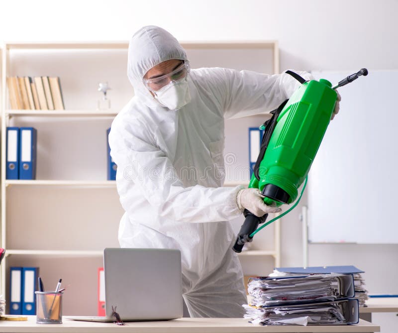 The Professional Contractor Doing Pest Control at Office Stock Photo ...