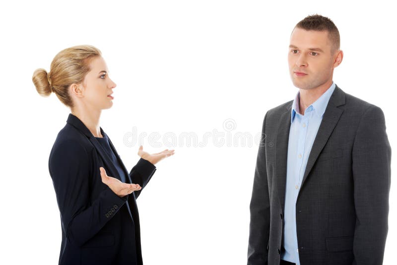 Professional Conversation between Businesspeople Stock Image - Image of ...