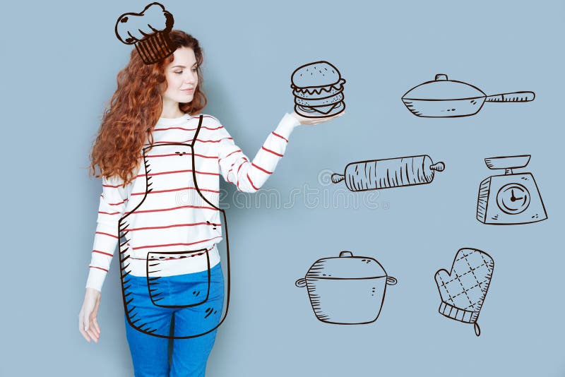 Professional Cook Feeling Confident while Being in the Kitchen Stock ...