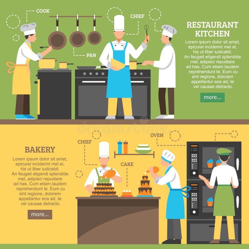 Professional Cooking Horizontal Banners Stock Vector - Illustration of ...