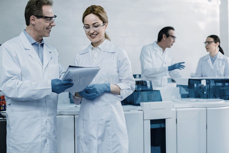 Joyful Smart Scientist Working Together Stock Image - Image of ...