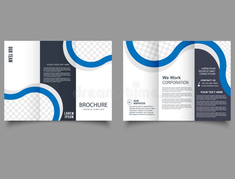 Trifold Brochure with Lines. Professional Corporate Modern Blue ...