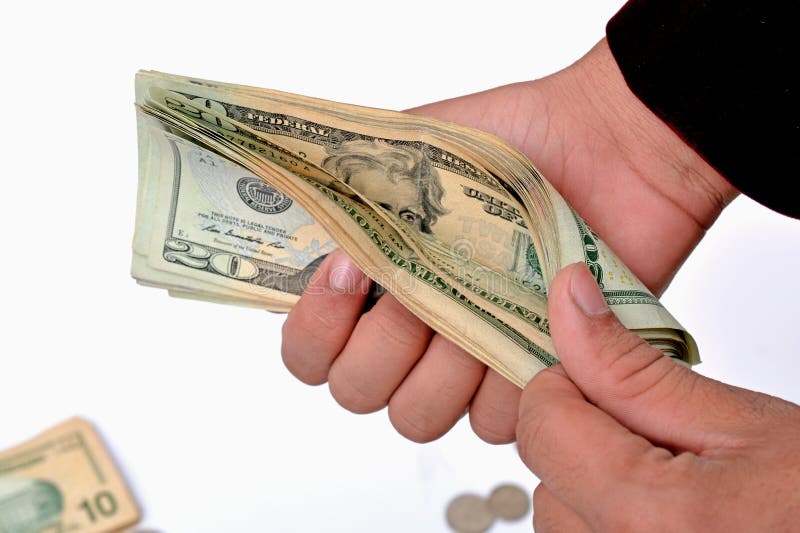 Professional Counting the Currency Notes Dollars in Hand Stock Photo ...