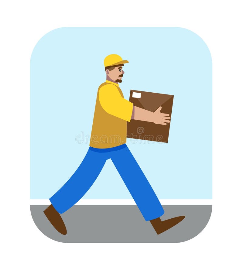 Professional Courier Holding Parcel, Going To Deliver Parcel. Express ...