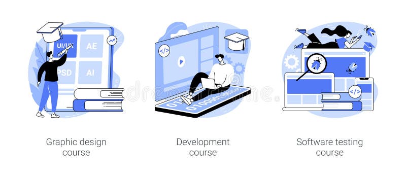 Professional it Courses Isolated Cartoon Vector Illustrations Se Stock ...