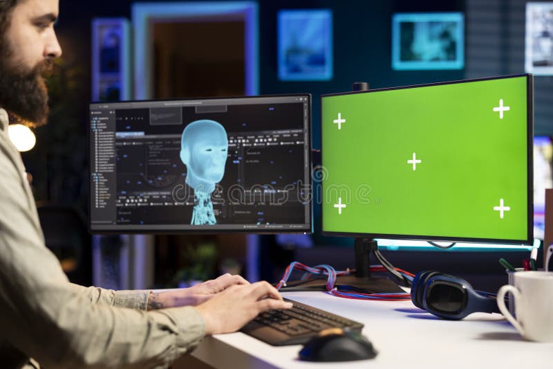 It Professional Creating Link between Brain and Chroma Key PC Stock ... It Professional Creating Link between Brain and Chroma Key PC Stock ...