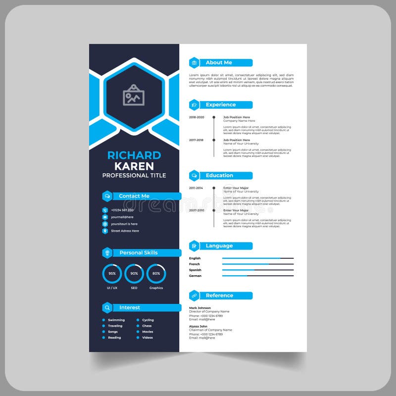 Professional Creative Cv or Resume Template in Eps Stock Illustration ...