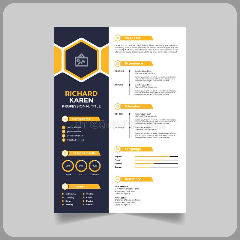 Professional Creative Cv or Resume Template in Eps Stock Illustration ...
