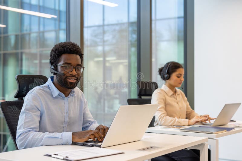 Professional Customer Support Team Working in a Modern Office ...