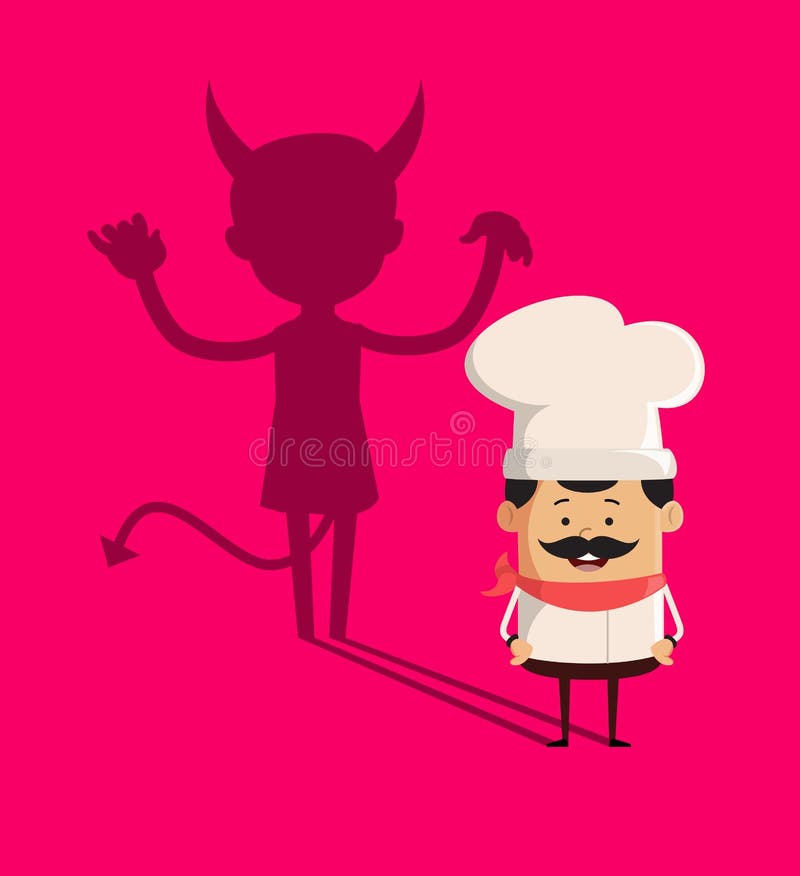 Professional Cute Chef - Devil Person Standing with Fake Smile Stock ...