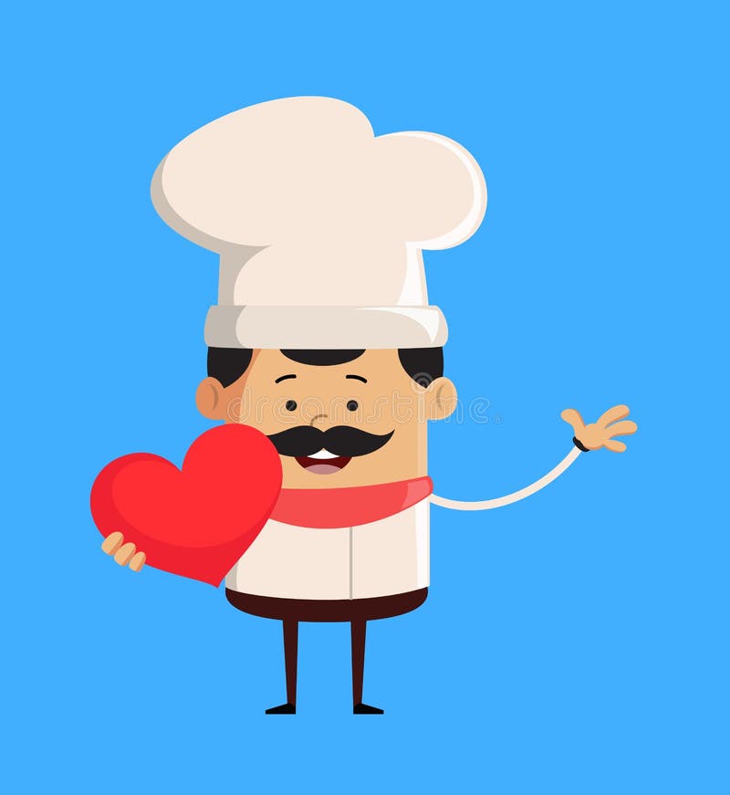 Professional Cute Chef - Holding a Heart and Showing with Hand Stock ...