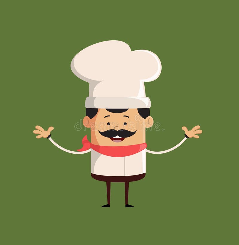 Professional Cute Chef - Standing in Presenting Pose Stock Vector ...