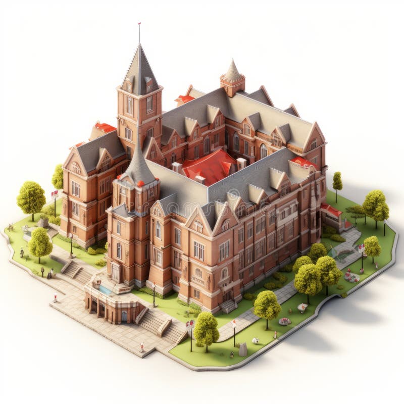 Professional 3d Cartoon Image of University with White Background Stock ...