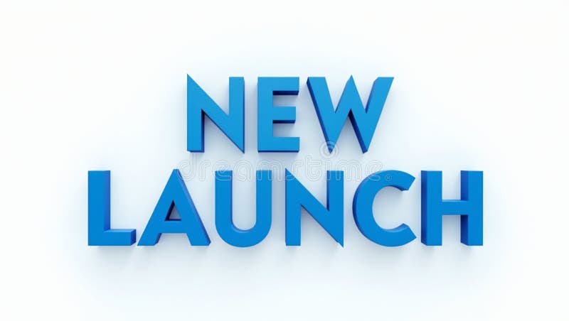 Professional 3D NEW LAUNCH Text in Blue on White Stock Illustration ...