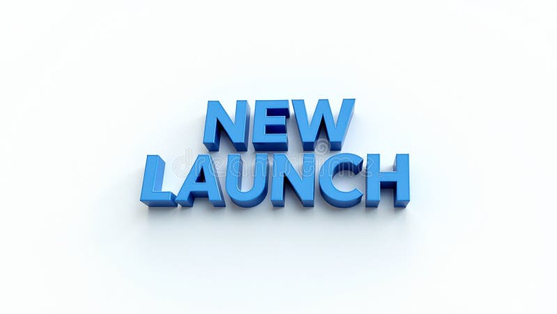 Professional 3D NEW LAUNCH Text in Blue on White Stock Illustration ...