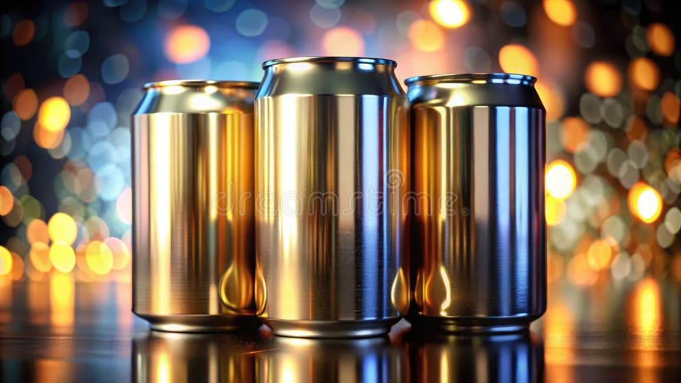 Professional 3D Rendering of Multiple Slim Beverage Cans with Bokeh ...