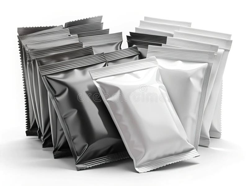 Versatile Black and White Sachet Mockup Stack a HighQuality 3D ...
