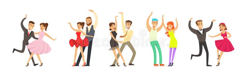 Professional Dancer Couple Dancing on Stage Vector Set Stock Vector ...