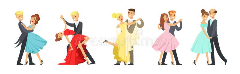 Professional Dancer Couple Dancing on Stage Vector Set Stock ...