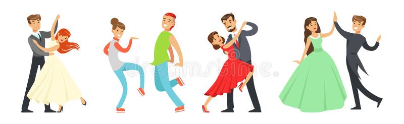 Professional Dancer Couple Dancing on Stage Vector Set Stock Vector ...