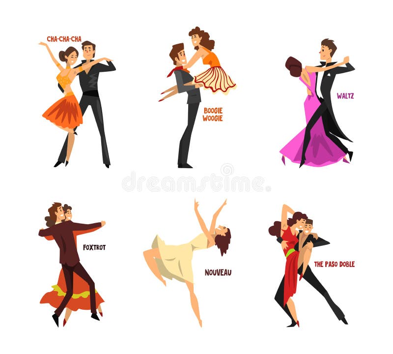 Professional Dancer People Dancing Performing on Stage Vector Set Stock ...