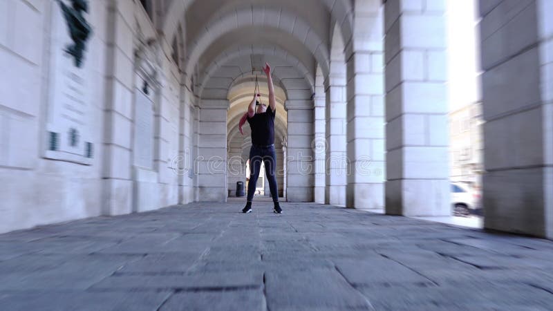 Professional Dancer Performs Ballet Standing Under Arches Stock Video ...