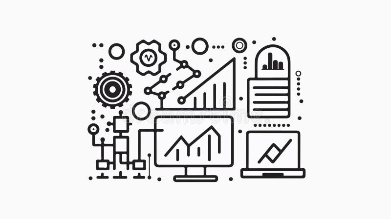 Professional Data Analysis Outline Vector Illustration for Visual Presentation Stock Vector ...