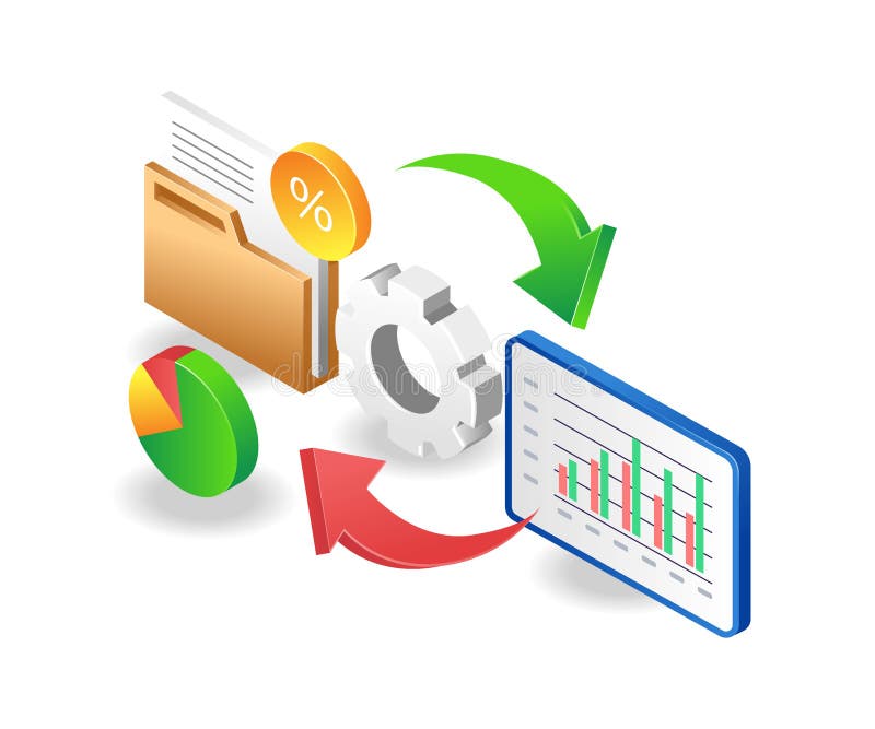 Professional Data Analysis Processing in Flat Isometric Illustration ...