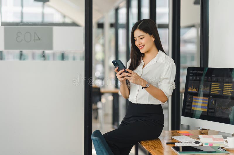 Professional Data Analyst Using Data Visualizations Dashboard On Computer Monitor For Data