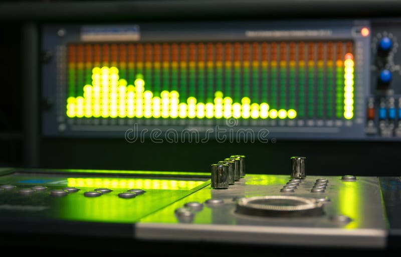 Professional Deejay Equipment with Spectrum Analyzer Stock Image ...