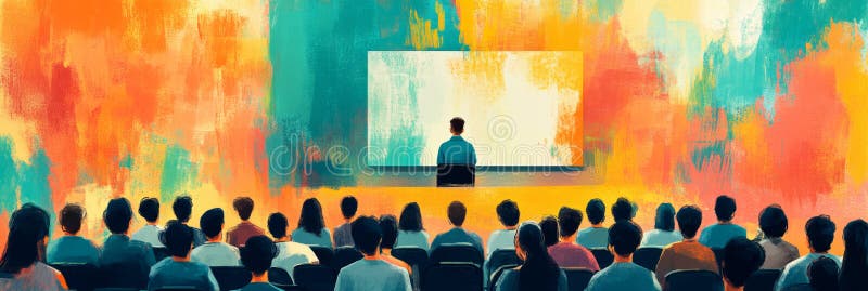 A Professional Depiction of a Lecture Hall during Class, Clean Lines ...