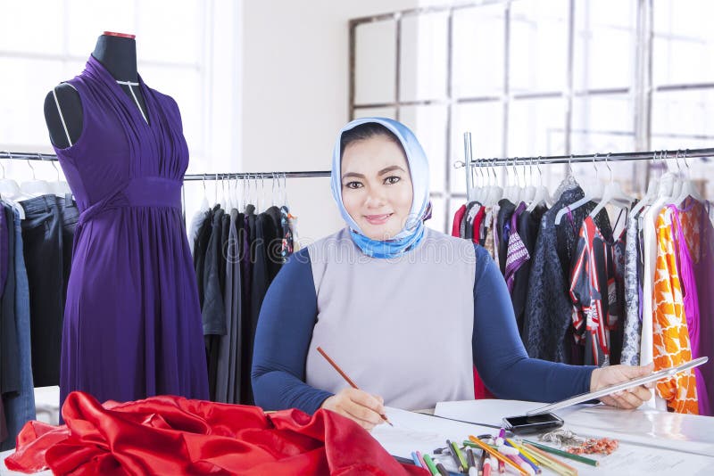 Professional Designer Examining Samples of Textile Stock Image - Image ...