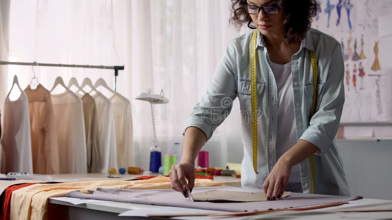 Professional Designer Transferring Pattern Samples To Fabric, Clothes ...