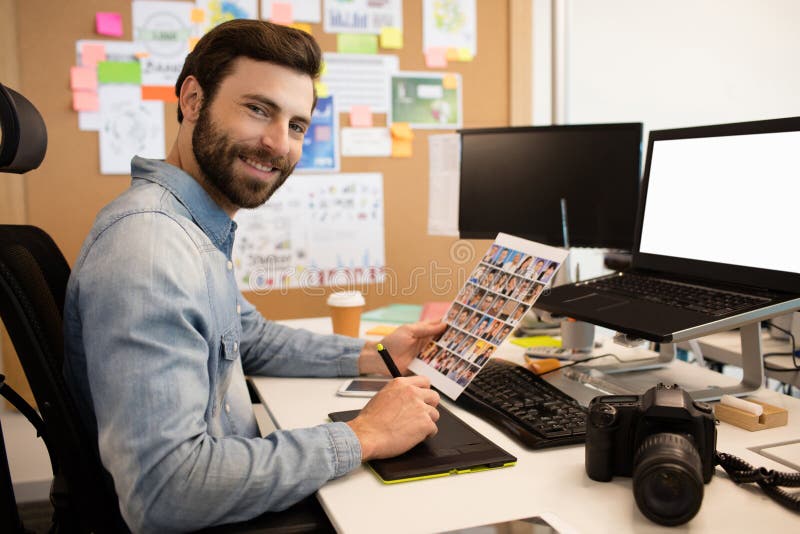 Professional Designer Examining Samples of Textile Stock Image - Image ...