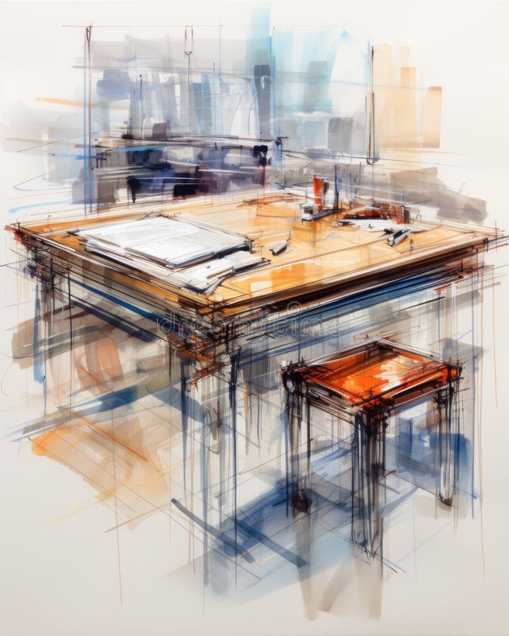 Professional Desktop Sketch Stock Illustration - Illustration of ...