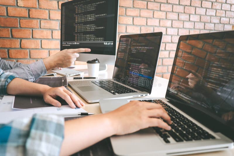 Professional Developer Programmer Working a Software Website Design and ...