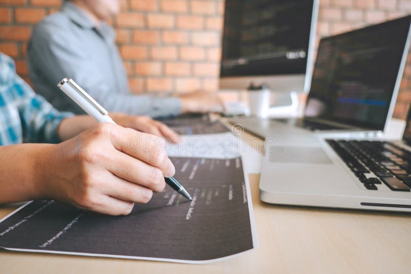 Professional Developer Programmer Working a Software Website Design and ...