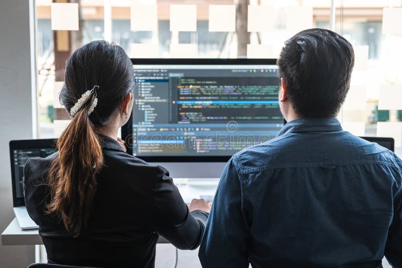 Professional Developer Programmer Working a Software Website Design and Coding Technology ...