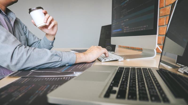 Professional Developer Programmer Working a Software Website Design and Coding Technology ...