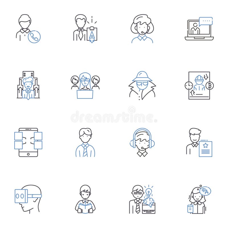 Professional Development Line Icons Collection. Skills, Training ...