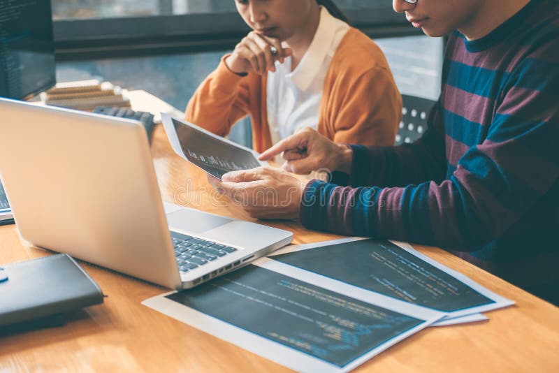 Professional Development Programmer Cooperating Meeting and Brainstorming and Programming ...