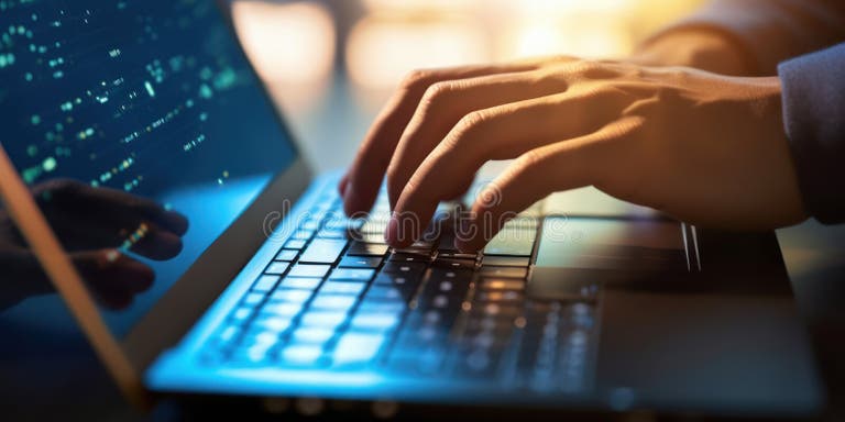 Professional Development Programmer Typing on a Laptop Computer ...