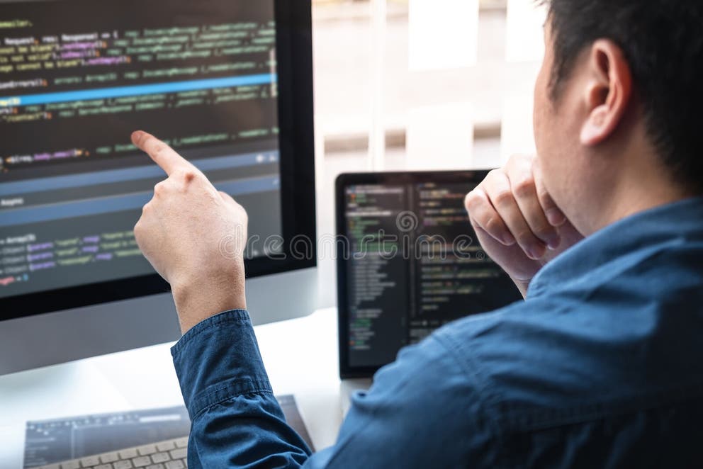 Professional Development Programmer Working in Programming Website a Software and Coding ...